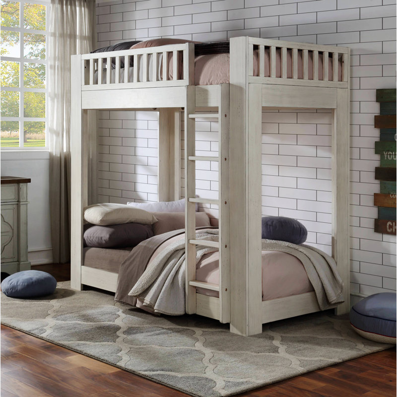 Modlen Design Bunk Bed Built in Staircase With Guardrail